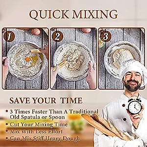 Awehoma Danish Dough Whisk Large Hand Mixer - 2 Pack Large 13” Stainless Steel & Wooden Danish Whisk - Dutch Style Artisan Blender for Bread, Batter, Cake, Pastry, and More - Gift for Bakers