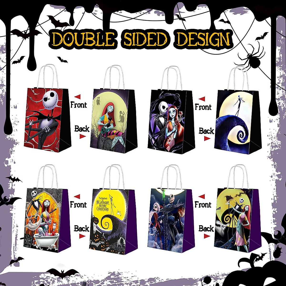 LANFUBEISI 16pcs Christmas Birthday Decorations Halloween Party Favors Party Paper Bags with 4 Styles and 8 Patterns Birthday Party Supplies for Halloween Birthday Party Decorations