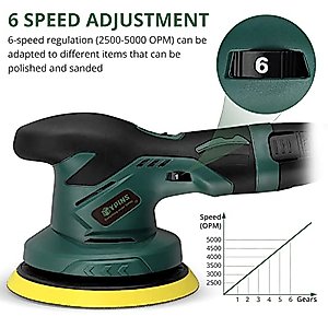 EYPINS Car Polishers and Buffer,6" Cordless Car Polisher for Car Waxing and Polishing,Rechargeable,Random Orbital DA Polisher Buffer,6-level Variable Speed,25Pcs Buffer Polisher Machine Kit