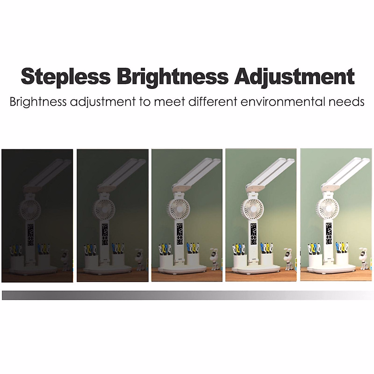 Dual Swing Arm Desk Light, Architect Swing Arm Desk Lamp, 3 Modes Study Lamp with Thermometers, Calendar, Fan, Holder, for Workbench, Studies, Students, Drafting