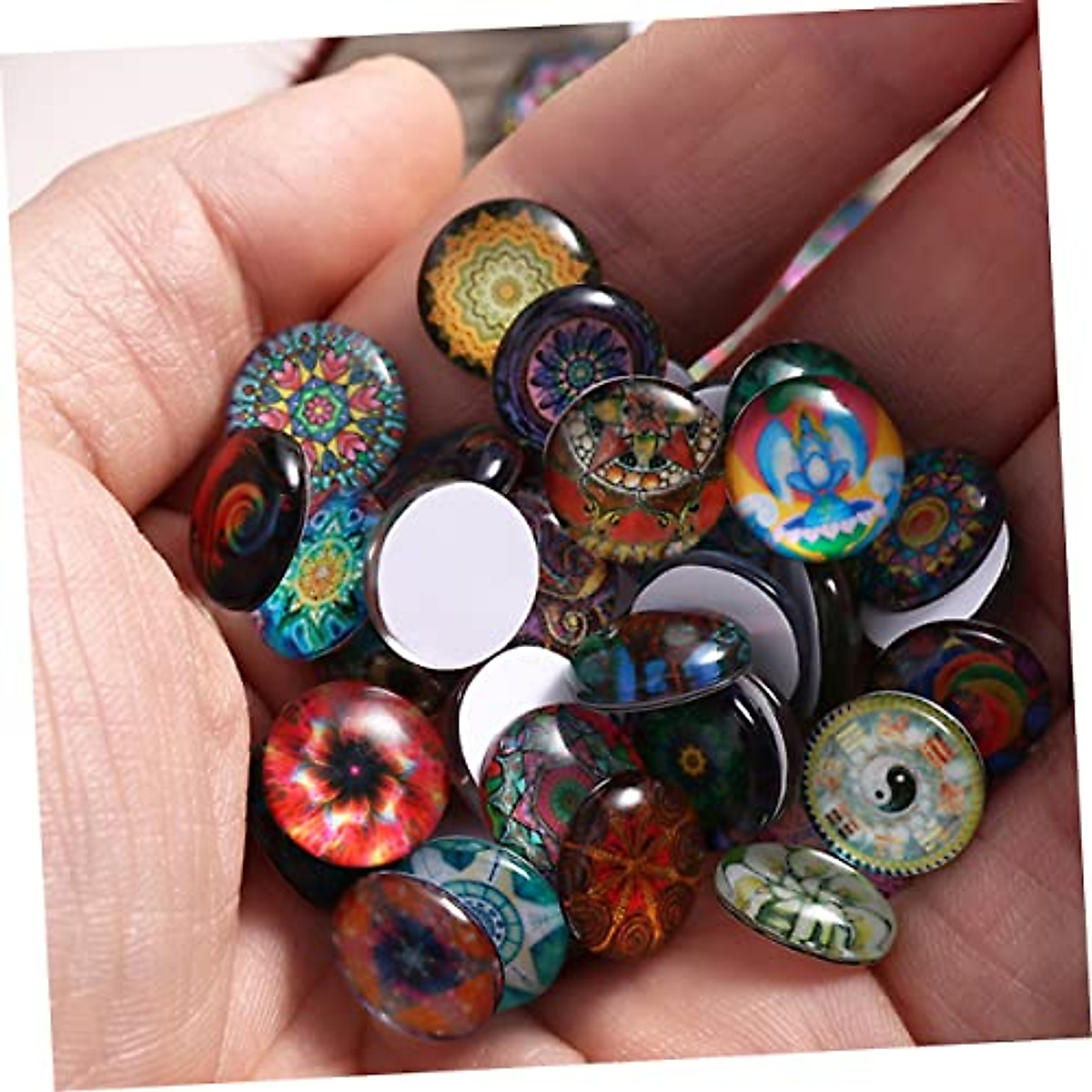 VILLCASE 200 pcs Gem Patch Mosaic Tile Jewelry Making Supplies Magnet Beads Beads DIY Domed Gemstone Patch Ear peircing kit Halloween Jewelry Gems Patch Glass 3D hat for Shoes