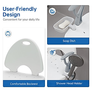 RESTISLAND Heavy Duty Sliding Transfer Bench with Swivel Seat, Rotating Sliding Shower Chair and Bath Safety Seat with Non-Slip Suction Cup