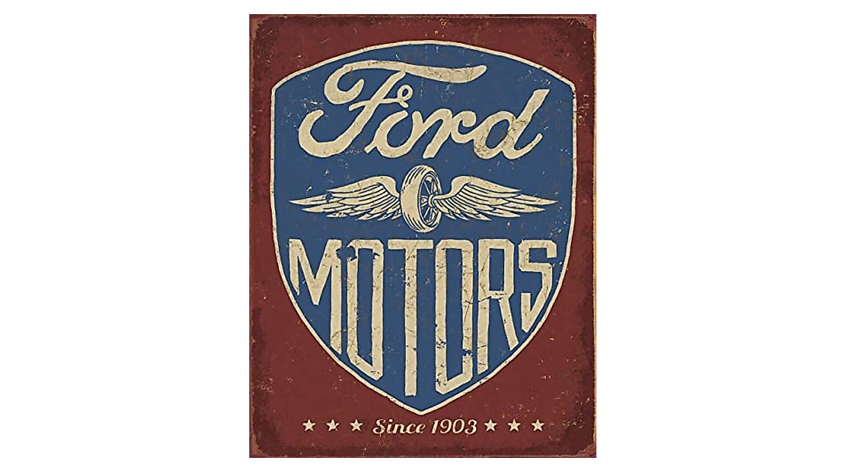 Ford Motors Vintage Tin Sign - Classic Wall Décor