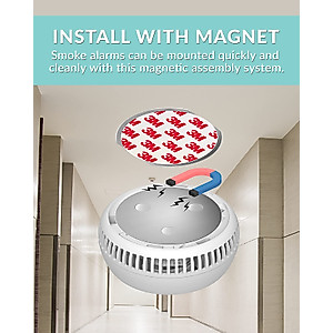 Ecoey Smoke Alarm Fire Detector, Battery Included Photoelectric Smoke Detector with Test Button and Low Battery Signal, Small Fire Alarm for Home, Bedroom FJ136GB, 6 Packs