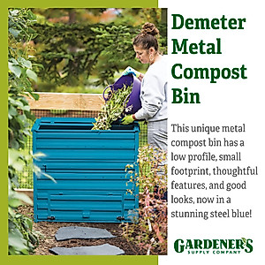 Gardener's Supply Company Demeter Metal Compost Bin | Weatherproof Powder-Coated Galvanized Steel Large Outdoor Composter | 36" W x 20" D x 32" H - Steel Blue