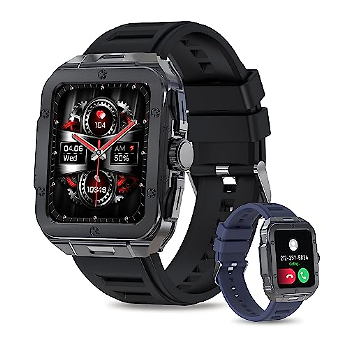 Smart Watches for Men,1.85" Military Smartwatch Bluetooth Call(Answer/Dial Calls) Fitness Tracker,Waterproof Rugged Smart Watch with Heart Rate Monitor,Extra-Long Battery