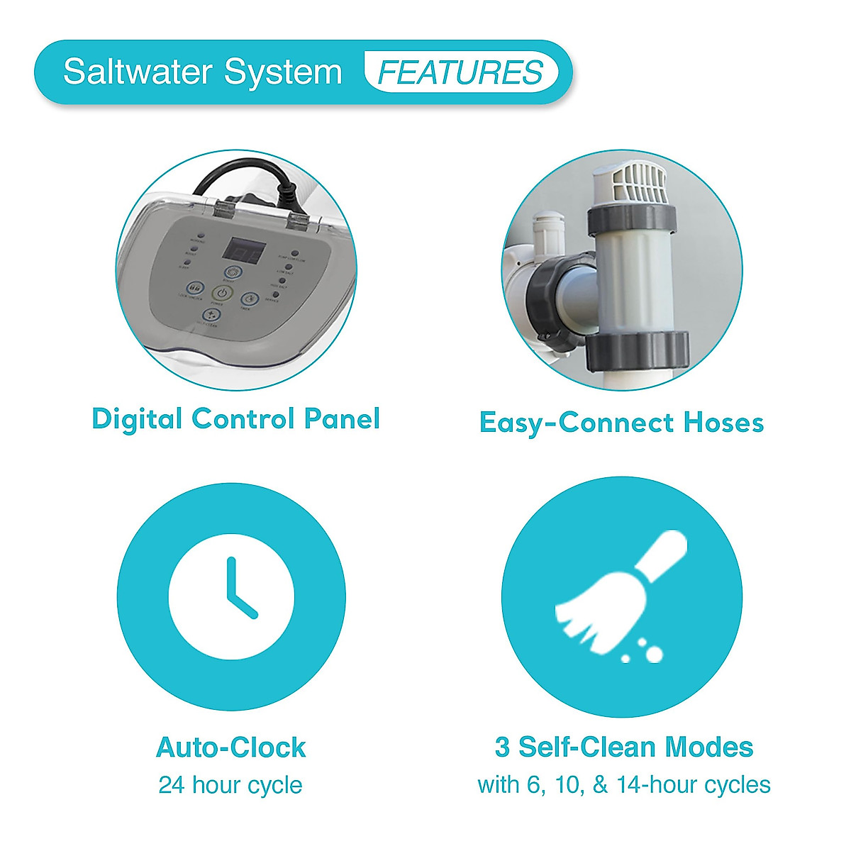 Intex QS500 Krystal Clear Saltwater Chlorine System for Above Ground Pools: Keeps Water Clean and Clear – Reduces Chemical Use – Up to 7000 Gal. Pools