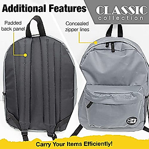 BAZIC School Backpack 17" Navy Blue, Lightweight School Bag Padded Back & Adjustable Strap for Students, Travel Bag Fit A4 Notebook, 1-Pack