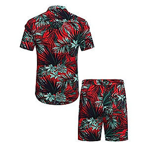 COOFANDY Men's Hawaiian Short Sleeve Shirt Aloha Print Casual Beach Shirts