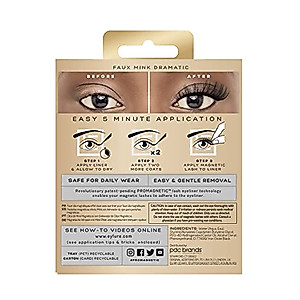 Eylure PROMAGNETIC Magnetic Eyeliner and False Lashes Kit, Faux Mink Dramatic, 1 Pair Reusable Eyelashes, No Glue Needed Black