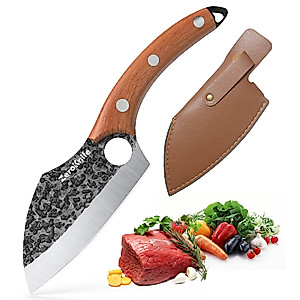 ZeroKnife Husk Chef Knife, Japanese Butcher Knife,Handmade Fishing Filet & Bait Knife, High Carbon Steel Japan knives Meat Cleaver for Kitchen Cooking, Hunting, Camping