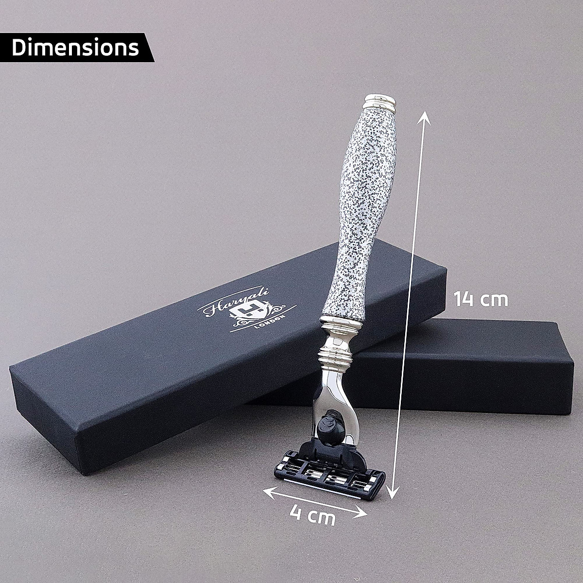 Haryali London 3 Edge Shaving Razor Handmade Silver Antique Design Handle Beard and Mustache Safety Razor For Men Perfect Shave