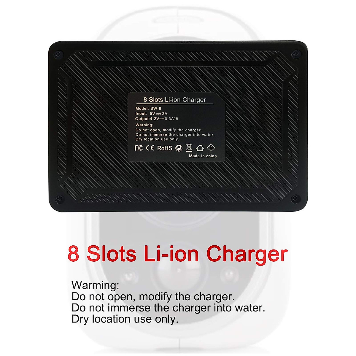 Arlo Batteries Rechargeable Charger for CR123A 3.7V Rechargeable Battery for Arlo Camera (VMC3030/VMK3200/VMS3330/3430/3530), Not for CR123A Non-Rechargeable Battery