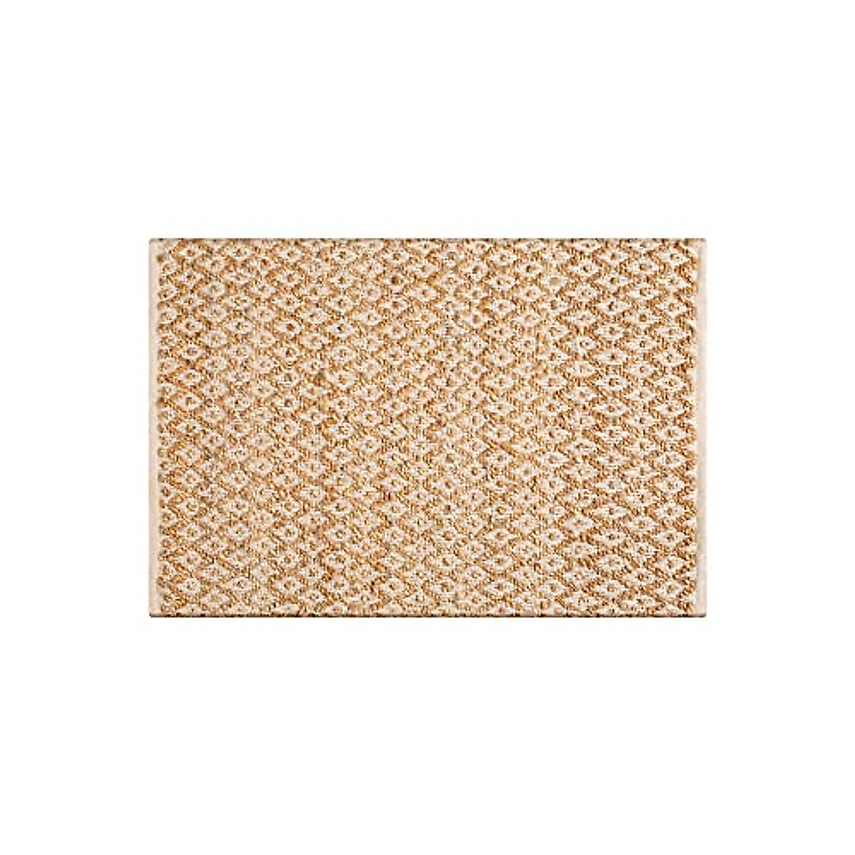 Jute Cotton Rug 2x3 Feet (24x36 inches) - Hand Woven by Skilled Artisans, for Any Room of Your Home décor – Reversible for Double The wear - Diamond Design - Jute Cotton Rug - Natural White