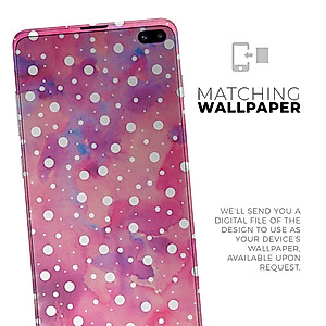 DesignSkinz White Polka Dots Over Pink Watercolor Grunge Protective Vinyl Decal Wrap Skin Cover Compatible with The Samsung Galaxy S20 (Screen Trim & Back Glass Skin)