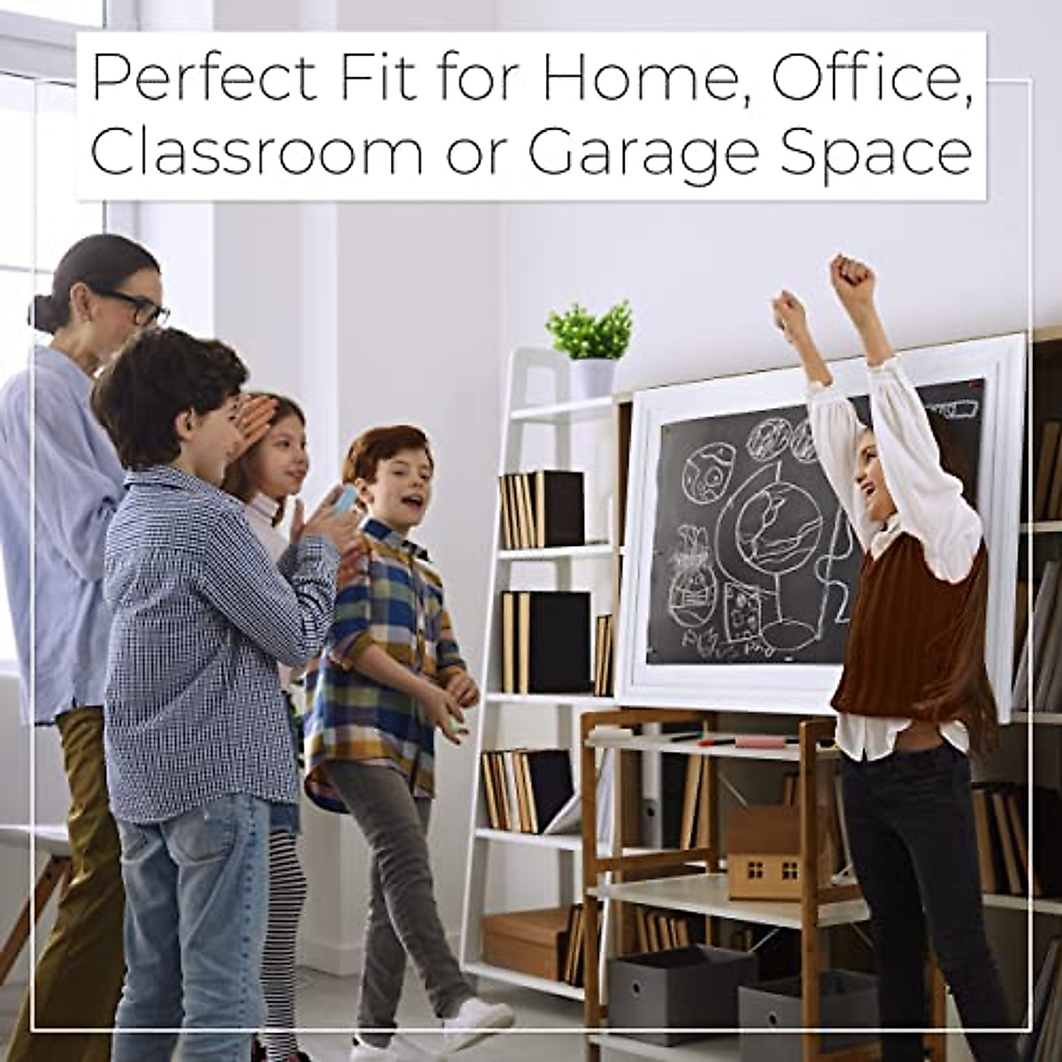 SKL Products Cork Board - 30" x 20" Large, Framed, White Bulletin Board for School, Home, Kitchen & Office Walls