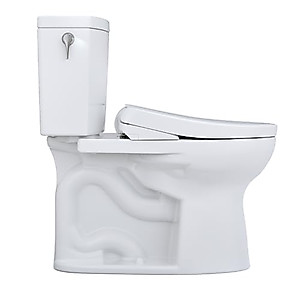 TOTO WASHLET+ Drake II 1G Two-Piece Elongated 1.0 GPF Toilet with Auto Flush WASHLET+ S7 Contemporary Bidet Seat, Cotton White - MW4544726CUFGA#01