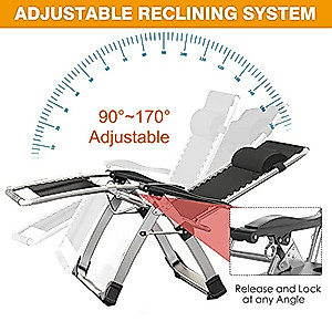 LILYPELLE Zero Gravity Chair, Folding Lounge Chair Premium Lawn Reclining Chairs Portable Chaise Lounge with Detachable Headrest and Cup Holder, Support 440 LBS