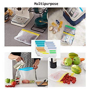 ZOHOJOV14 Food Storage Bags,BPA FREE Freezer Bags,reusable zip lock bags,Extra Thick Leak-proof Silicone Bags,for Marinate Meats, grains,sandwiches, family organizations, travel items（5 colors，4 sizes