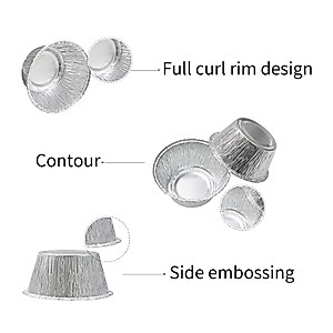 Aluminum Foil Baking Cups, Disposable Ramekin 4 Oz Aluminum Cupcake liners, 150 Pcs Silver Foil Baking Cups Muffin Liners for Baking, Cupcake, Pudding, Egg Tart, Creme Brulee