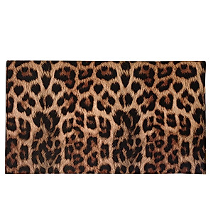 JNB Synthetic Leather Flat Envelope Leopard Print Clutch, Beige