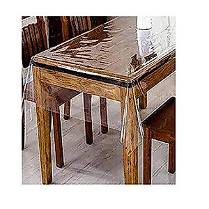 Golden Linens LLC 2.2 mm Thick Clear Plastic Transparent Tablecloth Protector Water Proof Heavy Duty Easy Clean, Long Lasting Kitchen Dinning Table, Family Gathering Party Holidays (60" X 90")