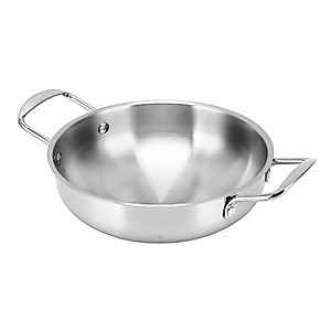 Korean Ramen Pot, Binaural Noodle Pot Flat Small Exquisite Heating Evenly EcoFriendly for Office for Dormitory for Outdoor Camping (26cm)