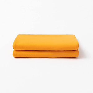 2-Pack Stretch Pillow Cases - Jersey Knit & Envelope Closure Pillowcases with Ultra Soft T-Shirt Like Polyester Blend - Suitable for Queen or Standard Size Set of 2, Yellow