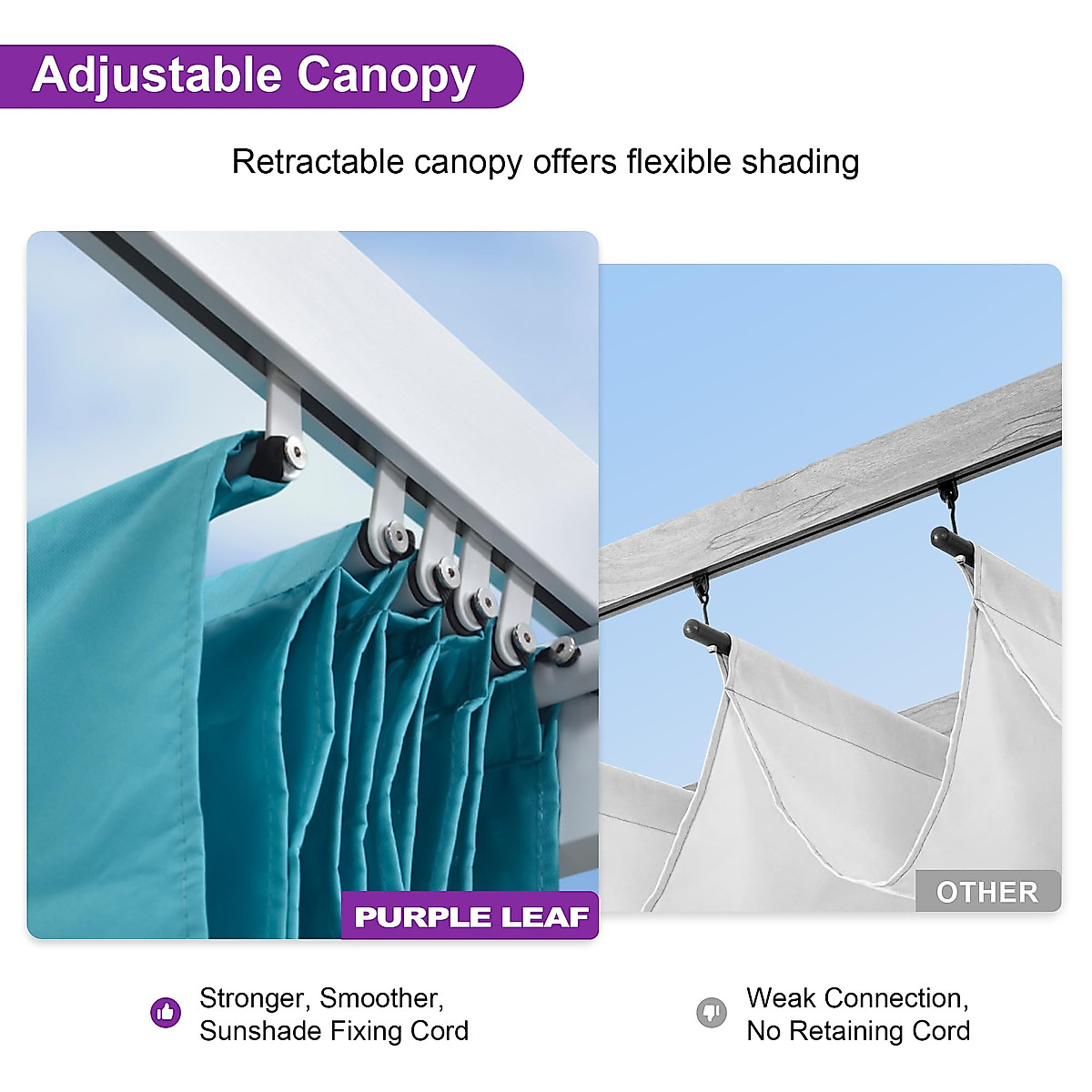 PURPLE LEAF 10' x 13' Outdoor Retractable Pergola Aluminum with Sun Shade Canopy DIY Patio Modern Heavy-Duty Brown Shelter for Garden Yard Pavilion Grape Trellis Porch, Beige