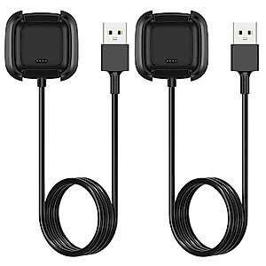 Charger Compatible with Fitbit Versa 2, Replacement Charging Cable Dock Cradle with 3.3ft USB Cord for Fitbit Versa 2 Smartwatch[2 Pack]