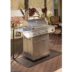 Diversitech Outdoor Gas Grill BBQ Floor Mat 48" x 30" - Absorbant Protection for Decks & Patios, Black