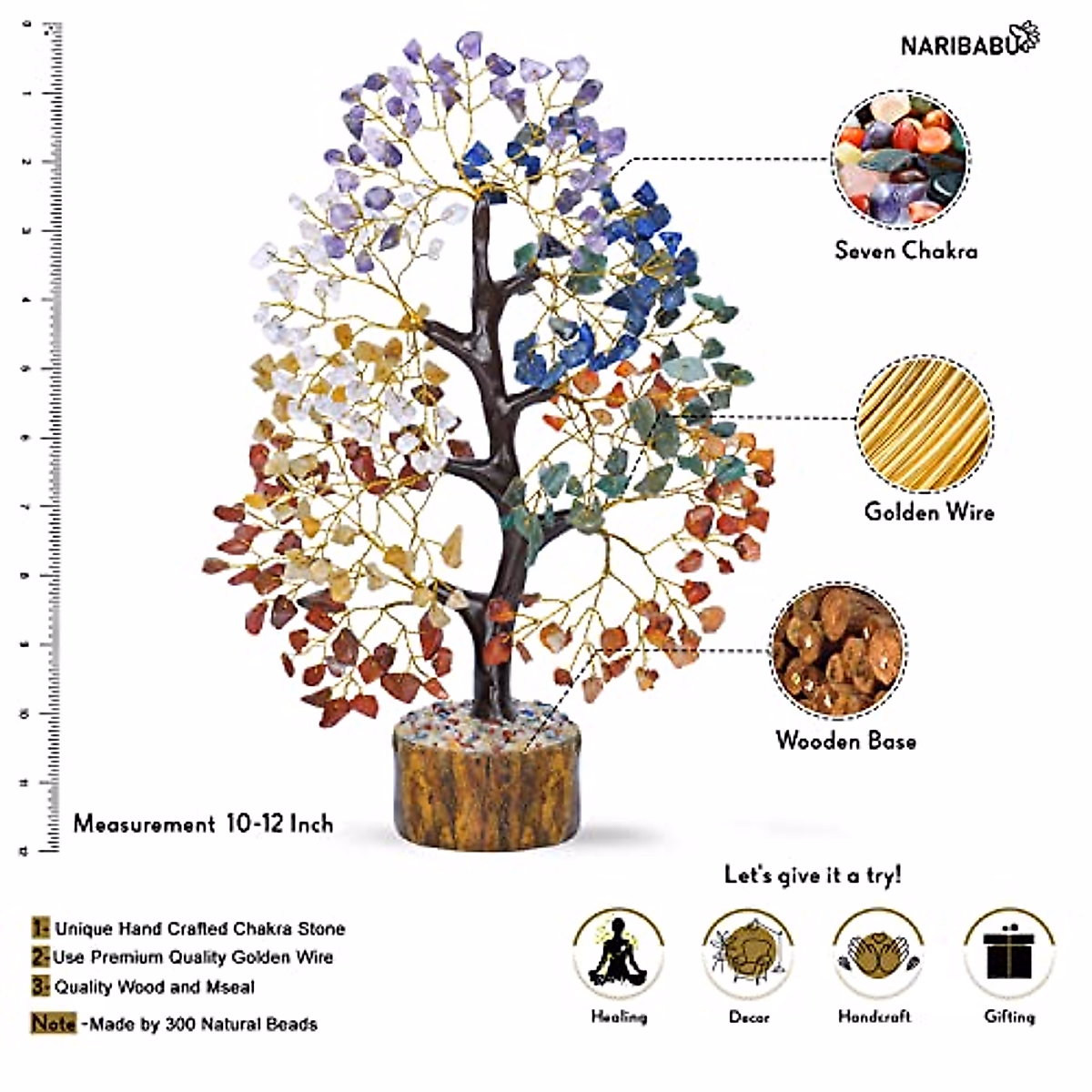 Seven Chakra Tree - Gemstone Tree - Feng Shui Crystal - Crystal Tree for Positive Energy - Gifts for Spiritual People - Crystal Decor - Chakra Crystals