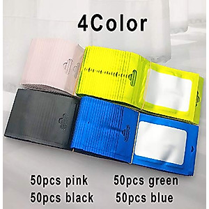 Markeny 200 Pack Mylar Zip Lock Bags Aluminum Foil Bags, Metallic Mylar Foil Flat ZipLock Food Storage Bags Pouch, 6 x 10 cm/2.36 x 3.94 inch, 4 Color