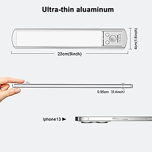 66-LED Under Cabinet Lights Motion Sensor - 3 Color Temperature Yellow/White Dimmable Wireless Closet Lighting w/ Rechargeable 1000mAh Battery, Indoor Night Lights for Kitchen Drawer Cupboard - 2Pack