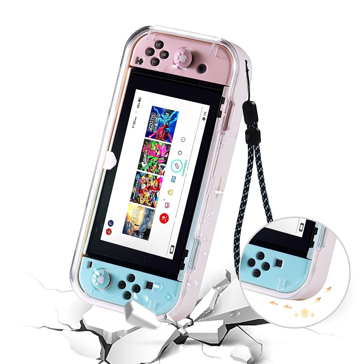 UYIYE Carry Case Compatible with Nintendo Switch/Switch OLED , Protective Hard Portable Travel Carry Case Brand new transparent carrying caseh,Perfect design, no odor, new experience (blue)