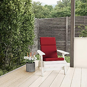 Lavish Home Red High-Back Patio Cushion– for Outdoor Furniture, Adirondack, Rocking or Dining Chairs Fabric with Piping & Ties by LHC, 1 Count (Pack of 1)
