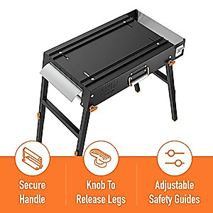Yukon Glory Universal Portable Grill Table/Flat Top Grill Griddles Stand with Built in Grill Caddy - Designed to Fit Tabletop Blackstone Griddle & Many Others - Outdoor Cooking Camping & Tailgating