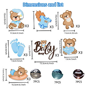 21Pcs Blue Bear Baby Shower Party Hanging Swirls Decorations,We Can Bearly Wait Baby Boy Bear Party Supplies Hanging Decor Streamers Birthday Party Favors Decorations for Boys