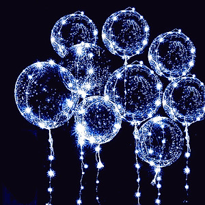 10 PACKS LED Bobo Balloons, Clear Light Up Balloons,Helium Glow Bubble Balloons with String Lights for Party Birthday Wedding Quinceanera Decorations (Cold White)