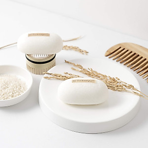 mimosu Rice Water Shampoo Bar and Bamboo Soap Dish Set 5.3oz- 2 in 1 Rice Water for Hair Growth Shampoo and Conditioner Bar, Bamboo Soap Dish with Drain Bar Soap Container, Eco Friendly Package