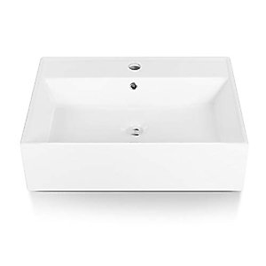 Sinber BVS2417A-OK 24" x 17" x 6.3" White Rectangular Ceramic Countertop Bathroom Vanity Vessel Sink