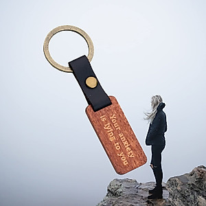 Your Anxiety is Lying to You Wooden Keychain Inspirational Jewelry Daily Reminder Key Ring(Anxiety is Lying to You)