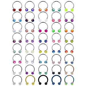 Vsnnsns 16G Surgical Steel Horseshoe Nose Septum Rings Piercing Jewelry Cartilage Helix Tragus Earring Studs Hoop Lip Horseshoe Ring Piercing Jewelry Retainer for Women Men 8mm