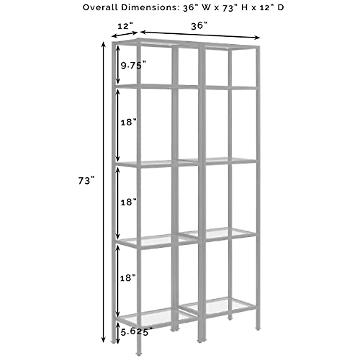 Crosley Furniture Aimee Narrow Etagere Set, Gold and Glass