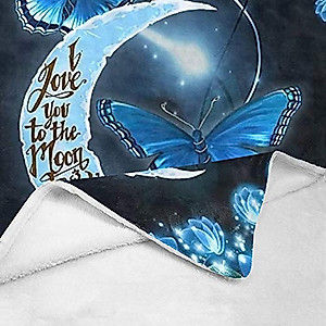 CUXWEOT Custom Blanket with Name Text Personalized I Love You to The Moon and Back Soft Fleece Throw Blanket for Gifts (50 X 60 inches)