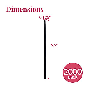 Plastic Coffee & Cocktail Stirrers, 2000 Plastic Coffee Straws, 5.5-Inch Coffee and Drink Stir Sticks, Cocktail Swizzle Sticks, Disposable Stir Sticks, Drinking Straws for Coffee & Cocktails (Black)
