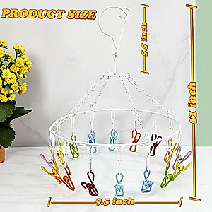 AIKAILI-US Clothes Drying Rack for Socks, Underwear,Bras,Lingerie Baby Clothes etc. Laundry Drying Rack with Windproof Hook Clip and 360 ° Rotation Design (16 Clips+10 DIY Clips,Rainbow Colors)