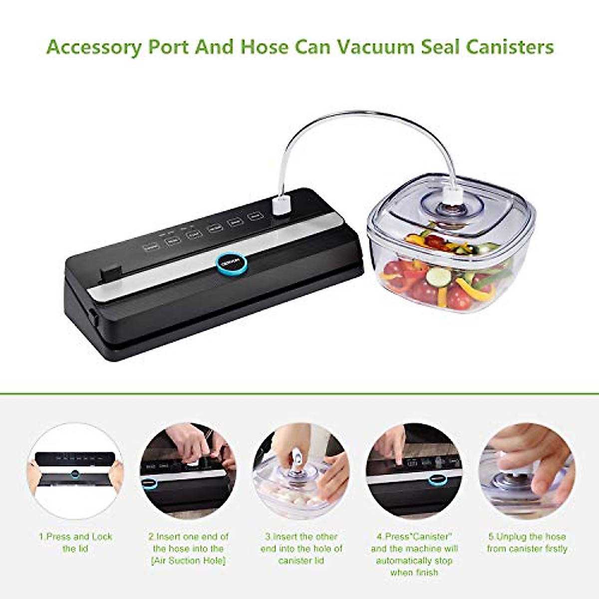 GERYON Vacuum Seal Container for Food Preservation, 2.1 QUART(2 LITER）Work with GERYON Vacuum Sealer Machine