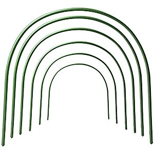 RTWAY Greenhouse Hoops, 6 Pack Plant Support Garden Stakes, Rust-Free Grow Tunnel 4ft Long Steel with Plastic Coated Support Hoops for Garden Fabric, Garden Netting - 18.9"H x 18.9"W