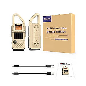 Emergency Radio, FM/NOAA Weather Radio with Walkie Talkies, Solar Powered Hand Crank Radio with LED Flashlight & SOS Alarm for Emergency, Portable Power Bank with USB Charged for Smart Phone Charger